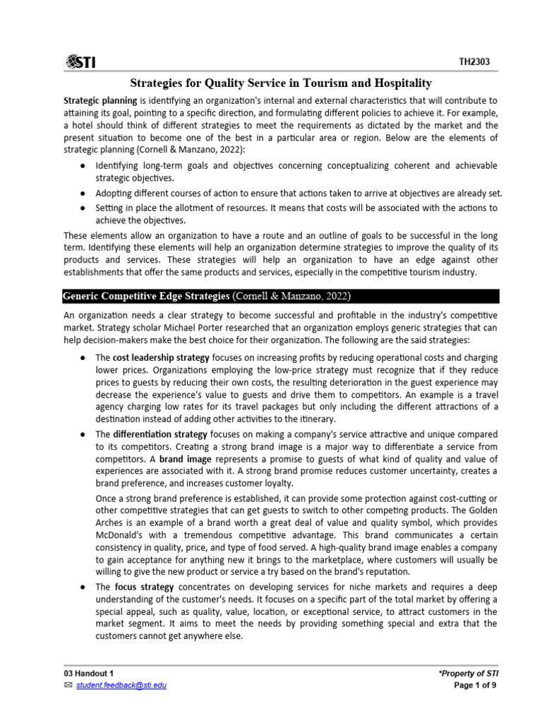 Quality Service Management in Tourism and Hospitality 3 | PDF