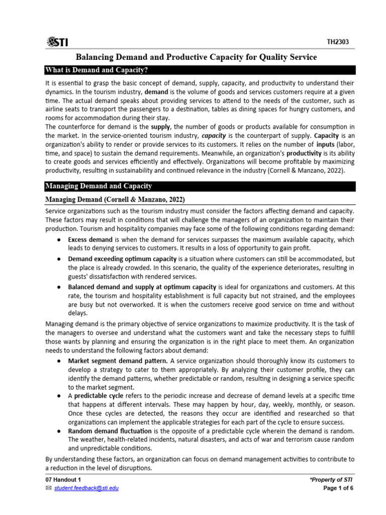 Quality Service Management in Tourism and Hospitality 7 | PDF | Demand | Economic Forecasting