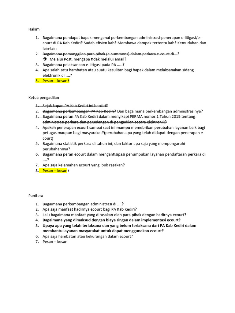 Pertanyaan Wawancara