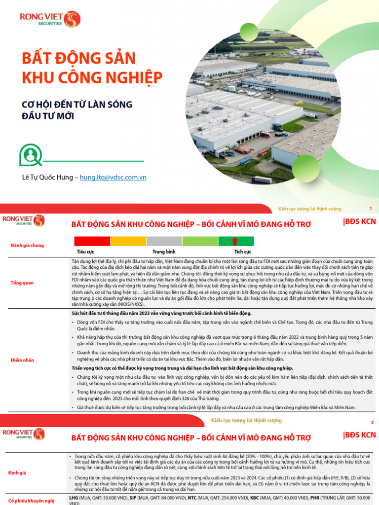 VDSC - 2H2023 Sector Review - BÐS KCN - VIE | PDF