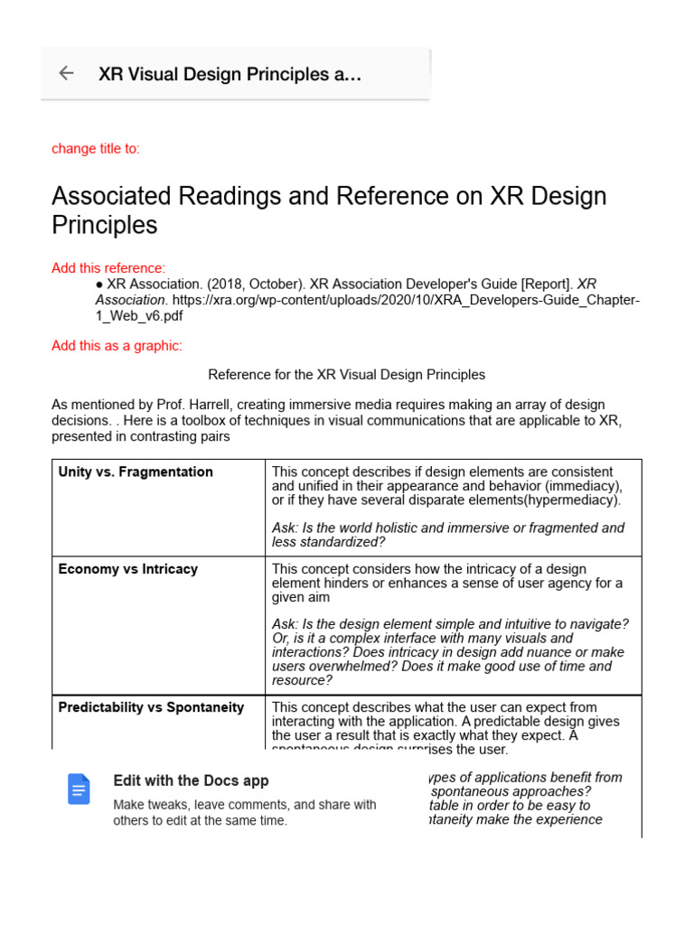 XR Visual Design Principles and References | PDF | Communication Design | Application Software