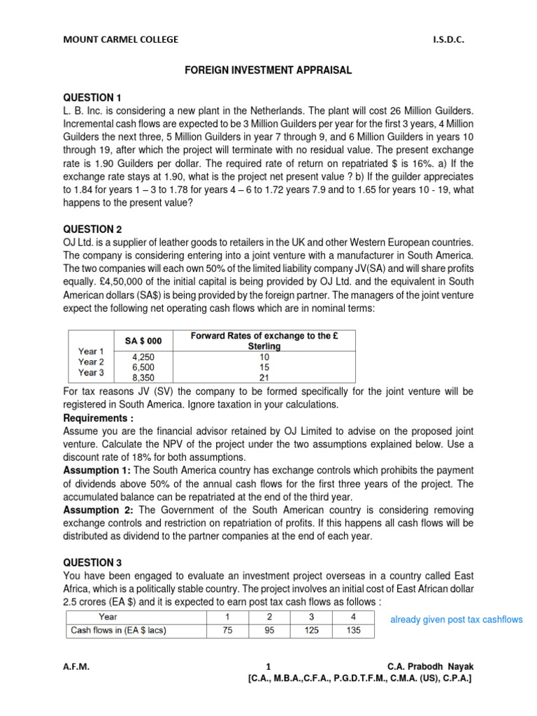 FOREIGN INVESTMENT APPRAISAL Afm | Download Free PDF | Net Present ... FOREIGN INVESTMENT APPRAISAL Afm | Download Free PDF | Net Present ...