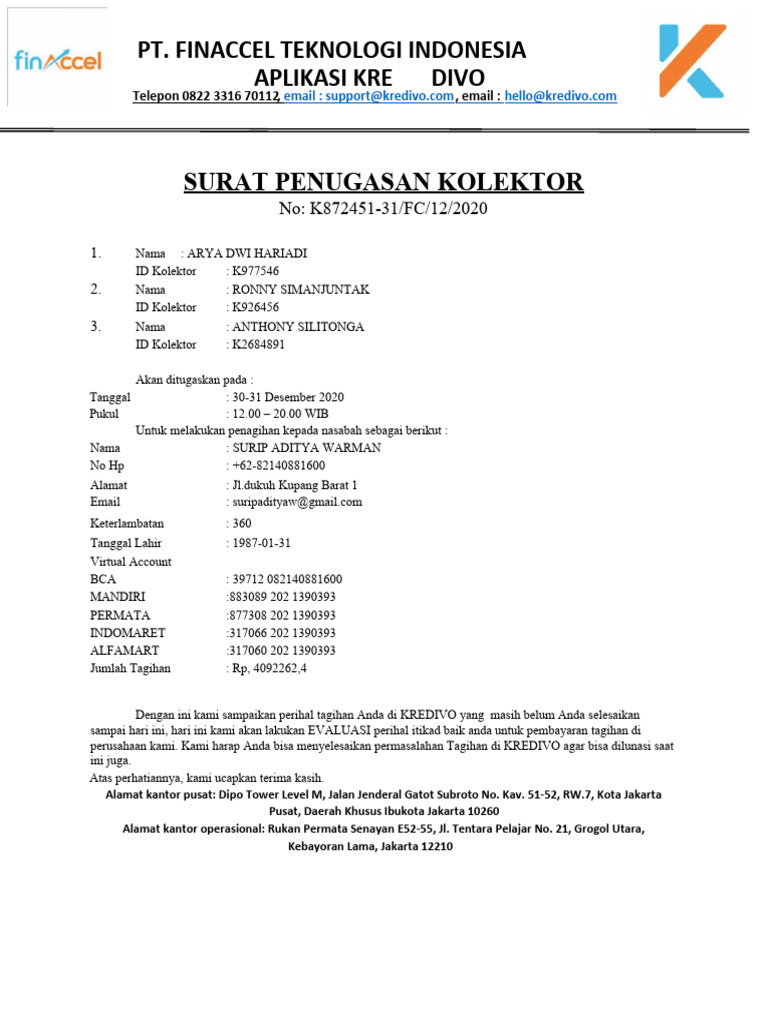 Surat Kolektor | PDF | Karier & Perkembangan