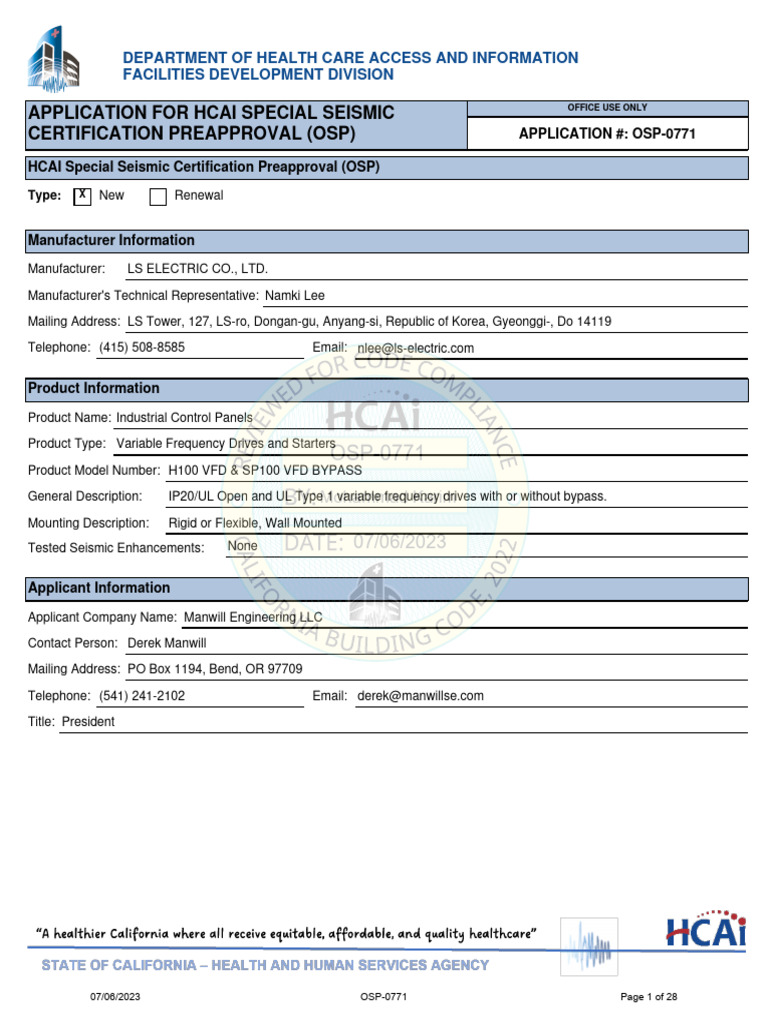 Osp-0771 2023.07.06 | PDF | Electrical Engineering | Electricity