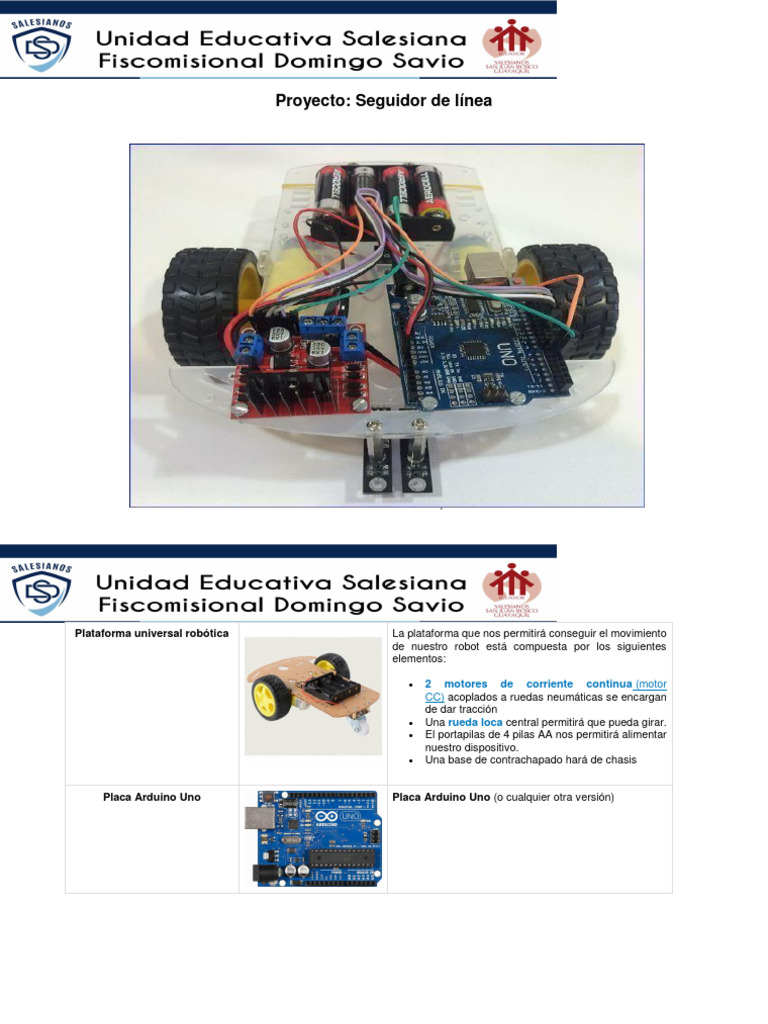 Proyecto: Robot Seguidor de Línea | PDF | Arduino | Corriente continua