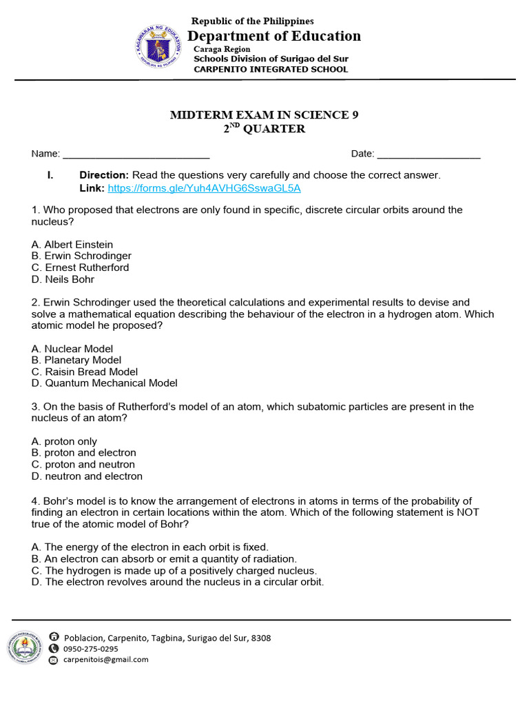 Science 9 Midterm Exam Review | PDF