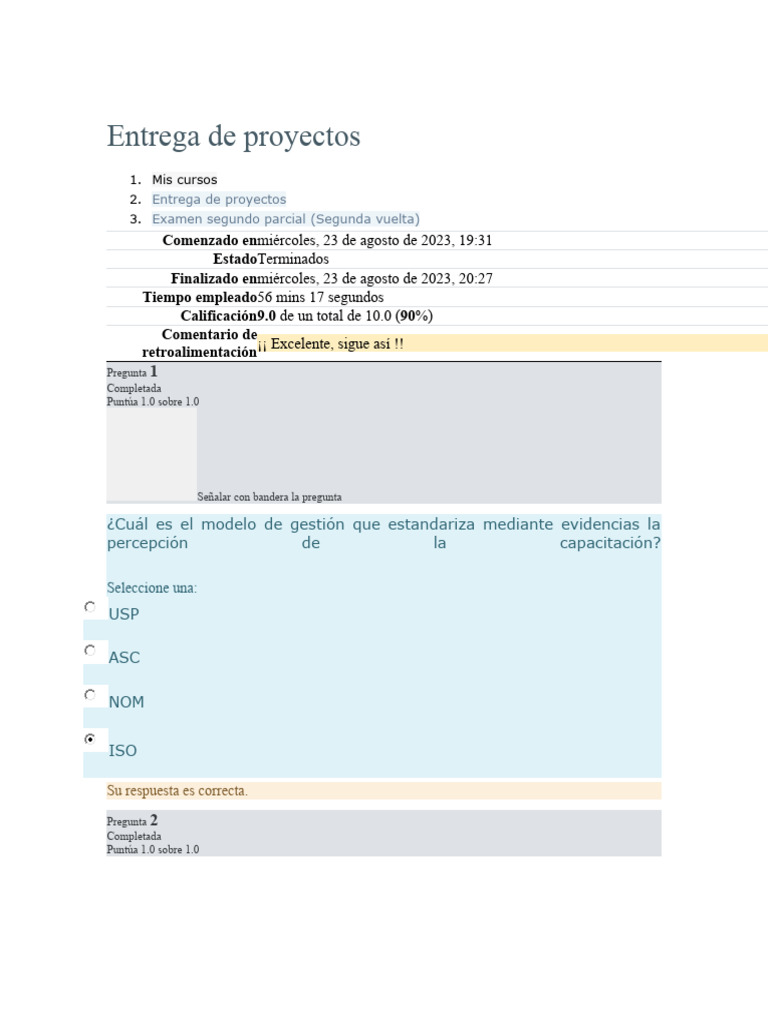 Entrega de Proyectos Examen Segundo Parcial Segunda Vuelta | PDF