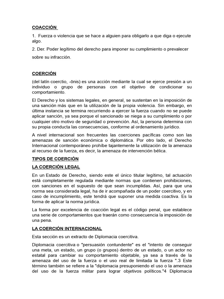 COACCIÓN | PDF | Coerción | Justicia