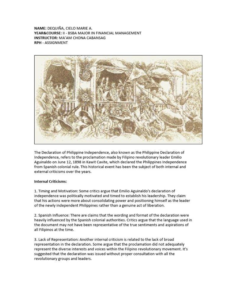 Name: Dequiña, Cielo Marie A. Year&Course: Ii - Bsba Major in Financial ...