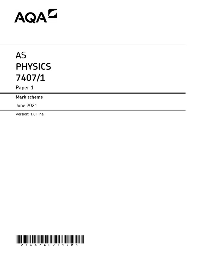 AQA As Physics November 2021 Paper 1 MS | PDF | Neutrino | Electron