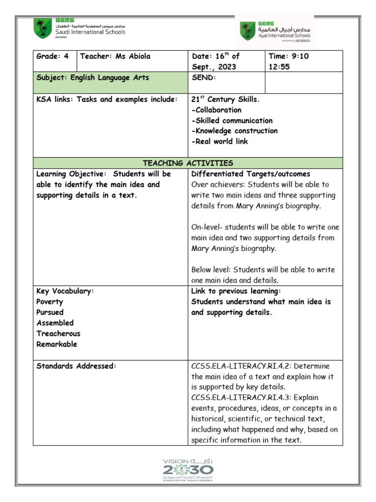 GSIS Lesson Plan Template | PDF | Learning | Teachers