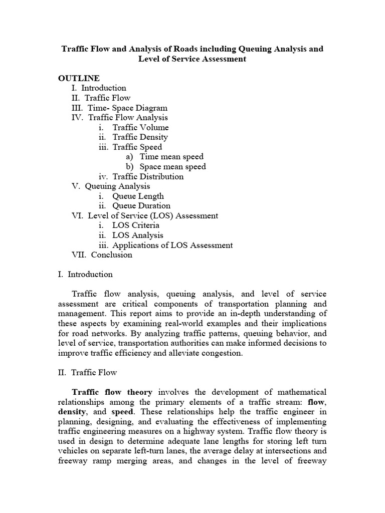 Traffic Flow and Analysis of Roads | PDF