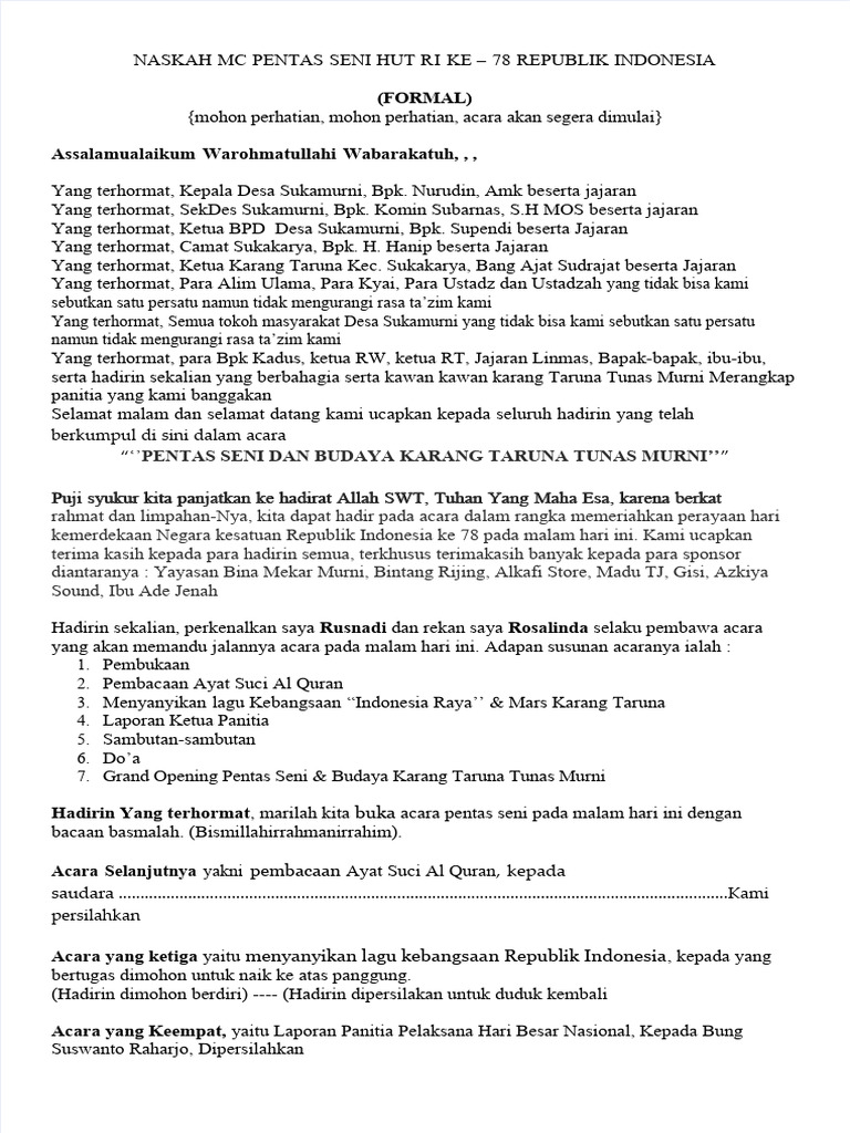 Teks MC Formal..... | PDF | Seni
