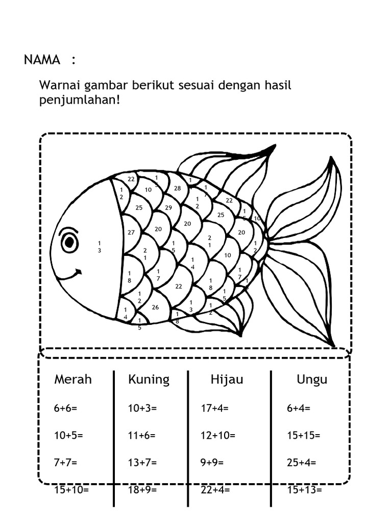Mewarnai Hasil Penjumlahan Matematika | PDF