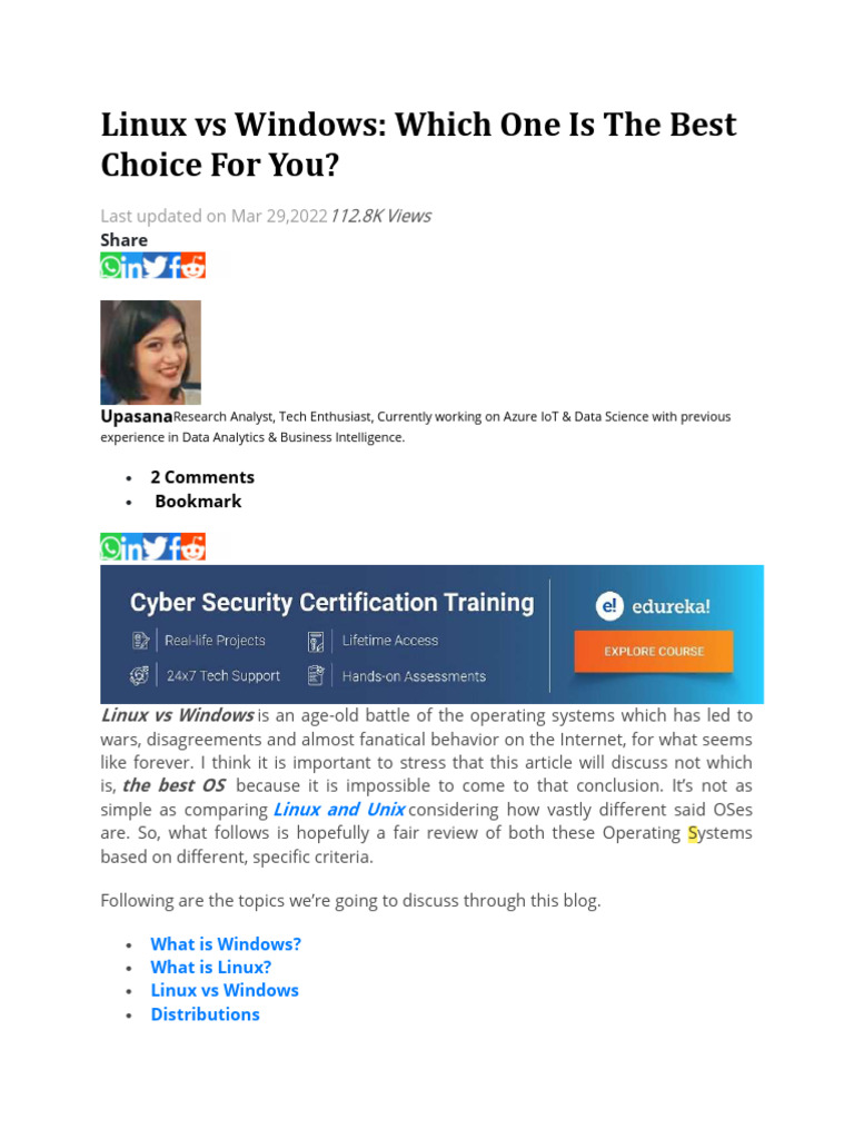 Edureka Linux Vs Windows | PDF