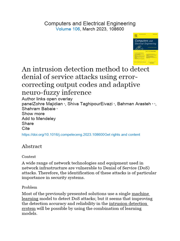 13 An Intrusion Detection Method To Detect Denial Of Service Attacks Using Error Correcting