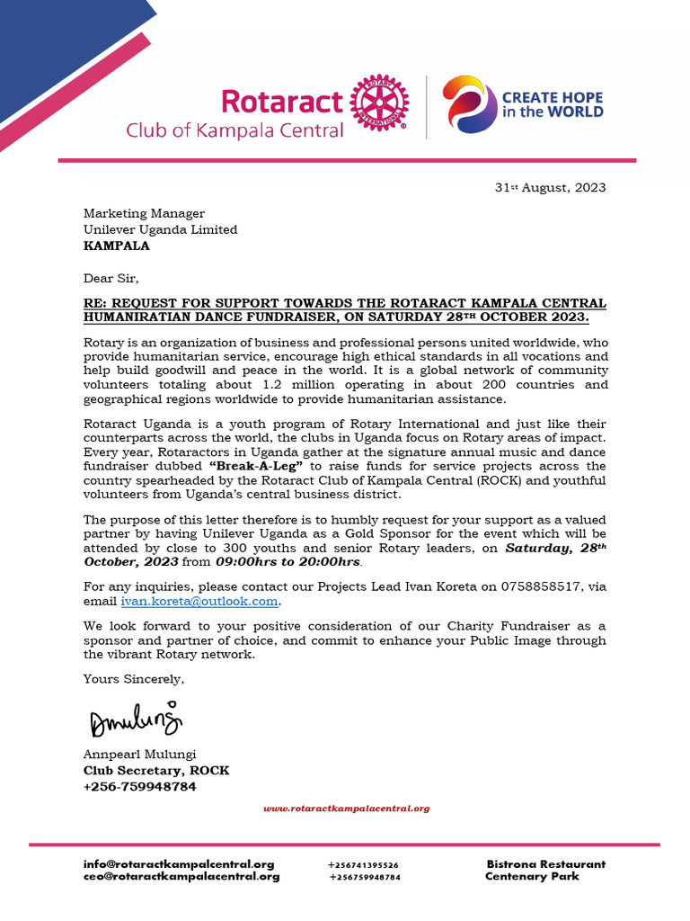 Unilever Letter Break-A-Leg | PDF