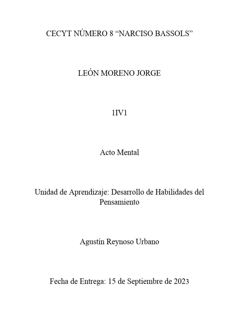 Acto Mental | PDF | Mente | Aprendizaje