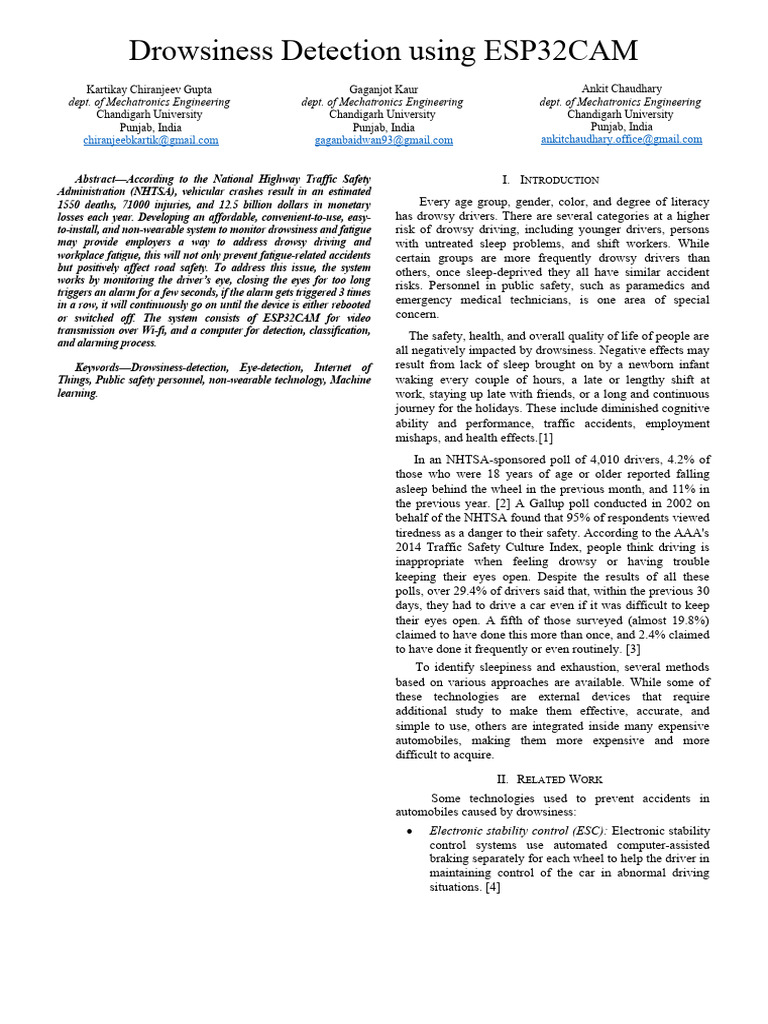 Drowsiness Detection with ESP32CAM | PDF