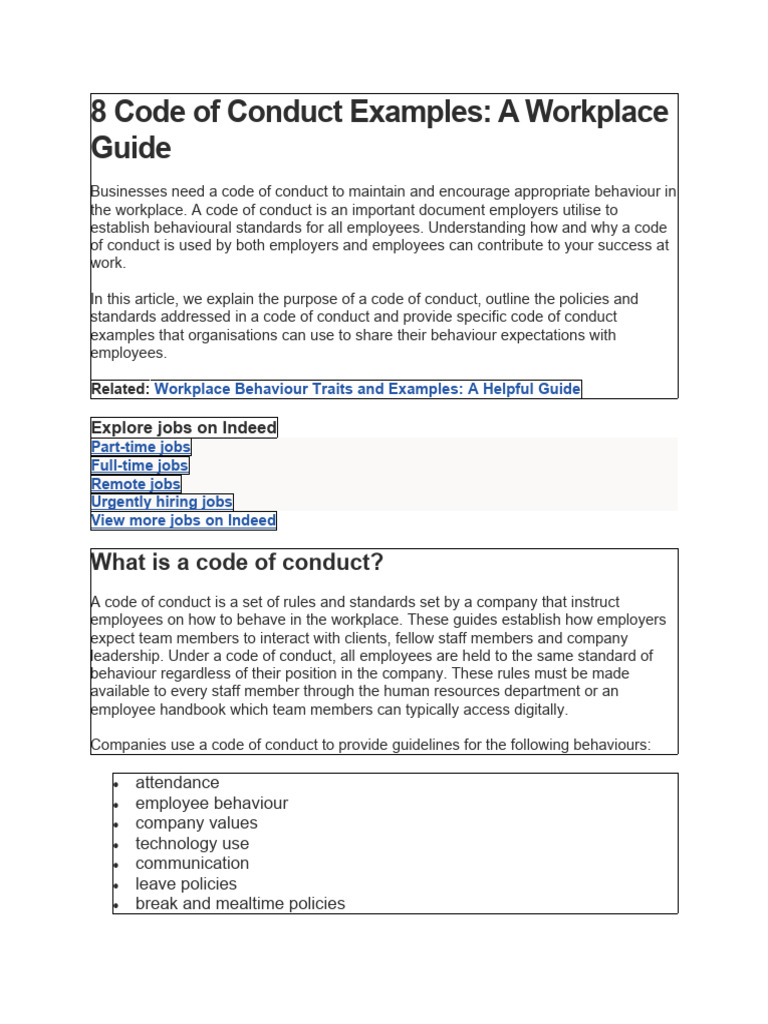 8 code of conduct 2023 | PDF