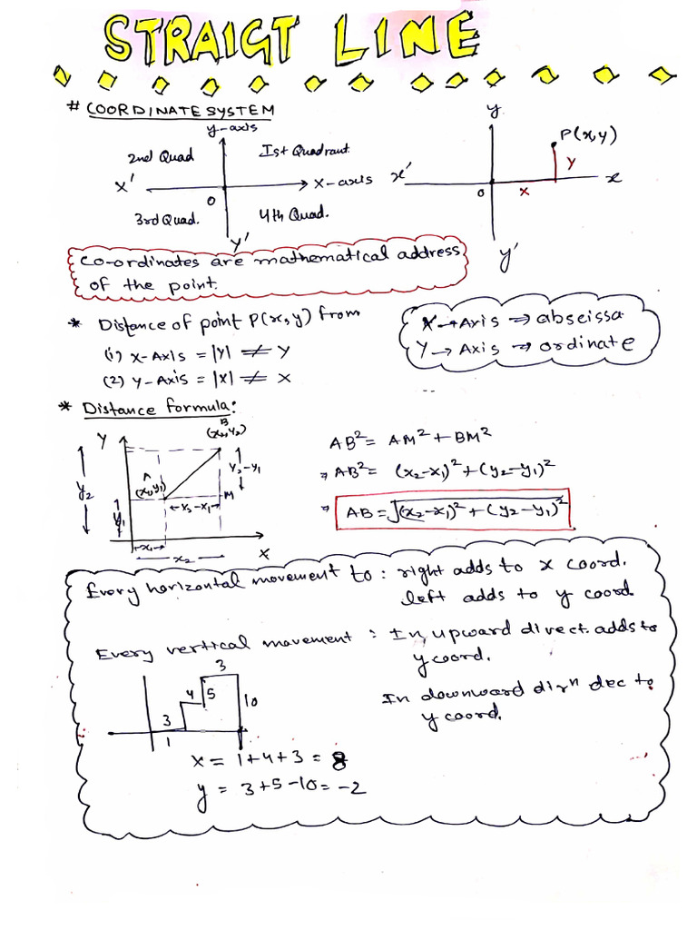 Straight Line Short Notes | PDF