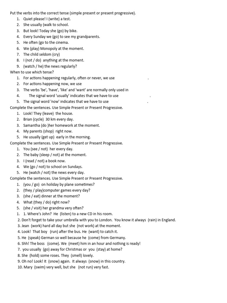 Present Simple Vs Present Continuous | PDF | Grammatical Tense