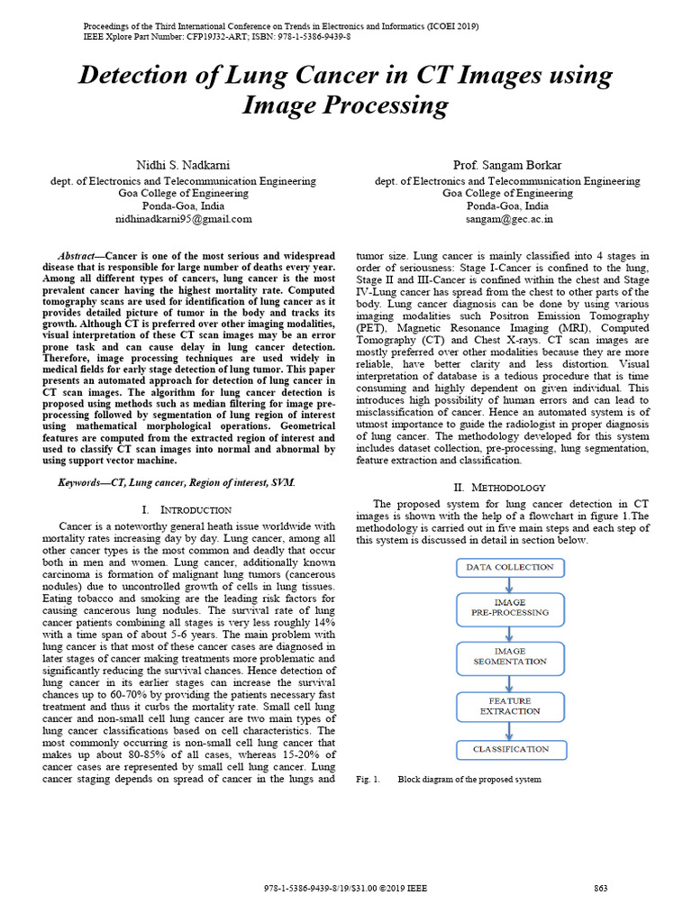 Detection of Lung Cancer in CT Images Using Image Processing | PDF ...
