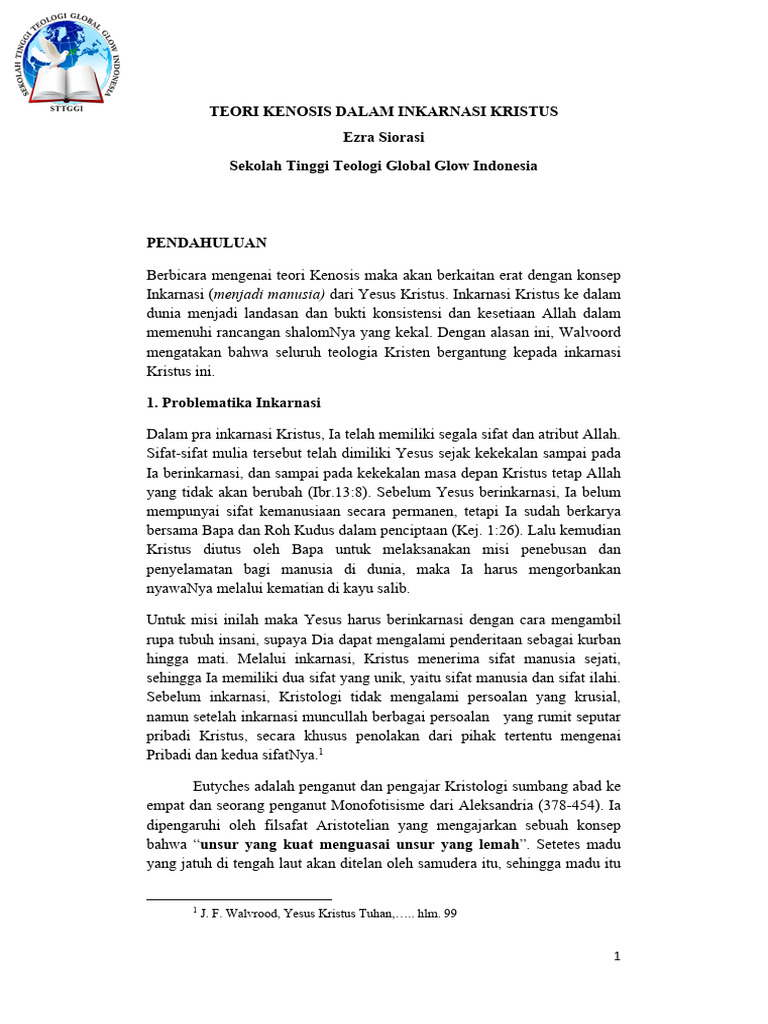 Teori Kenosis dan Inkarnasi Kristus | PDF | Agama & Spiritualitas