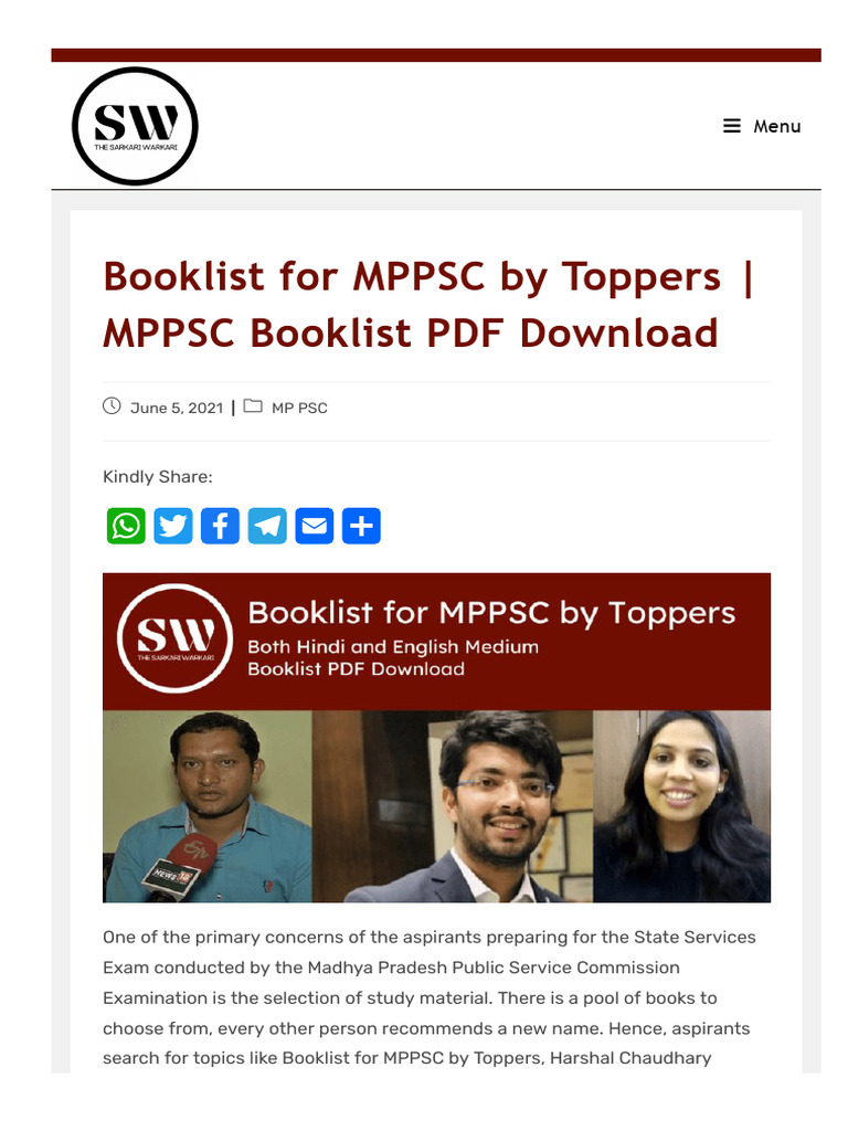 MPPSC Booklist | PDF