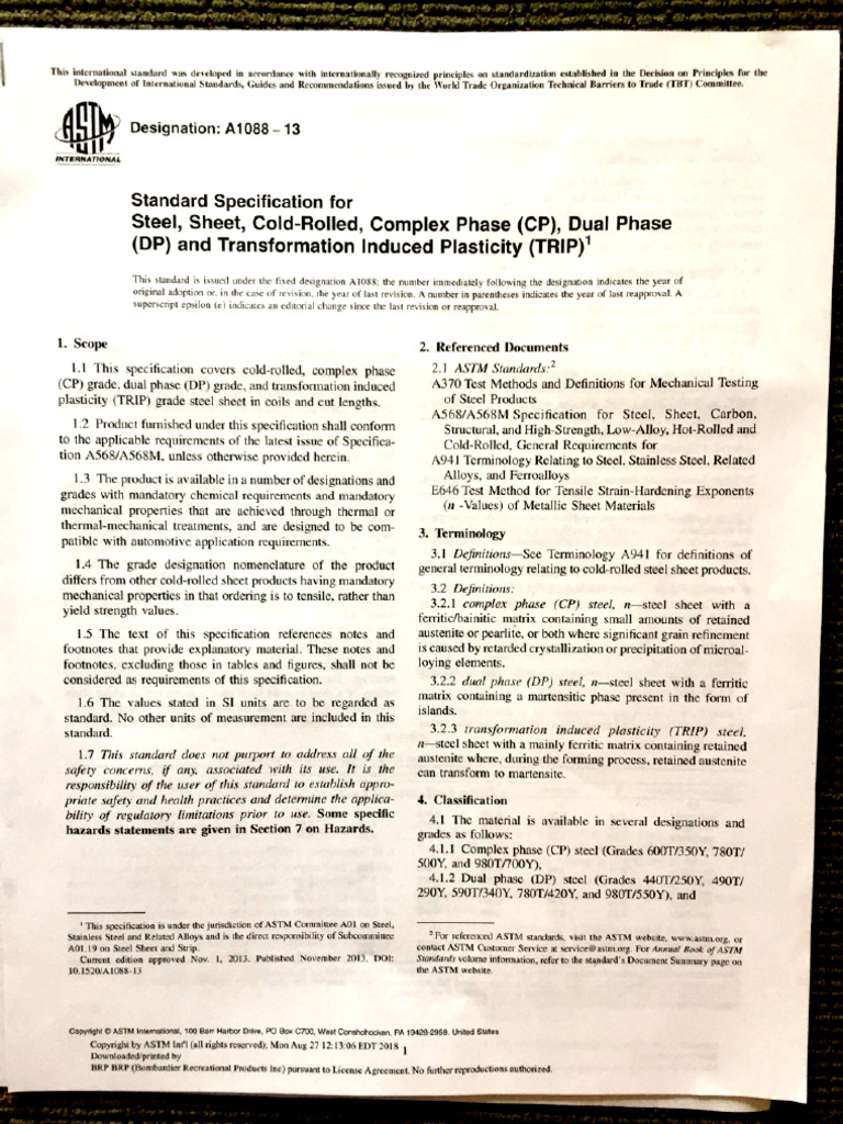 Astm A1088 13 | PDF