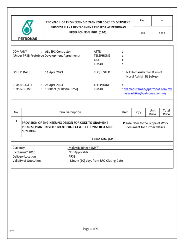 PROVISION OF BED FOR CTG - Instruction To Contractor | PDF