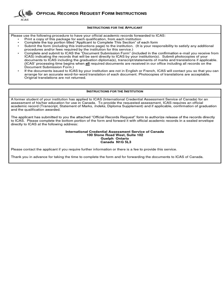 Official Records Request Form (English) - VU MBA | PDF