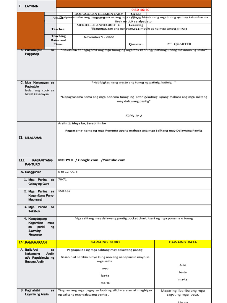 Cot For Filipino | PDF