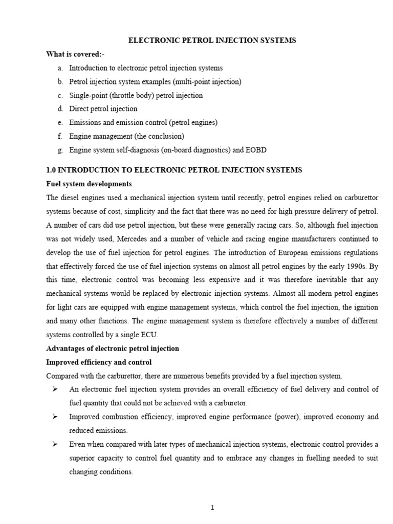 Electronic Fuel Injection in Vehicles | PDF | Fuel Injection | Throttle