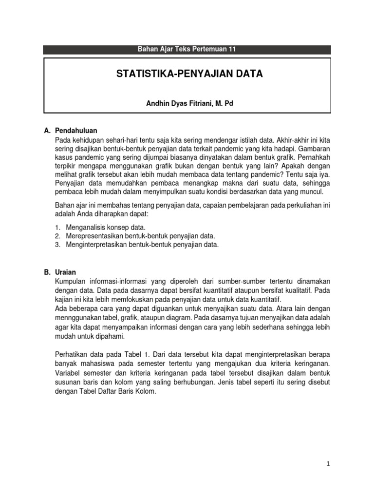 11 Pertemuan 11 Statistika Penyajian Data | PDF