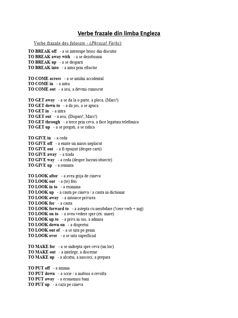 12.2.verbe Frazale Din Limba Engleza | PDF