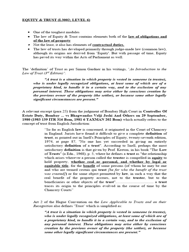 Equity & Trust (Intro) | PDF