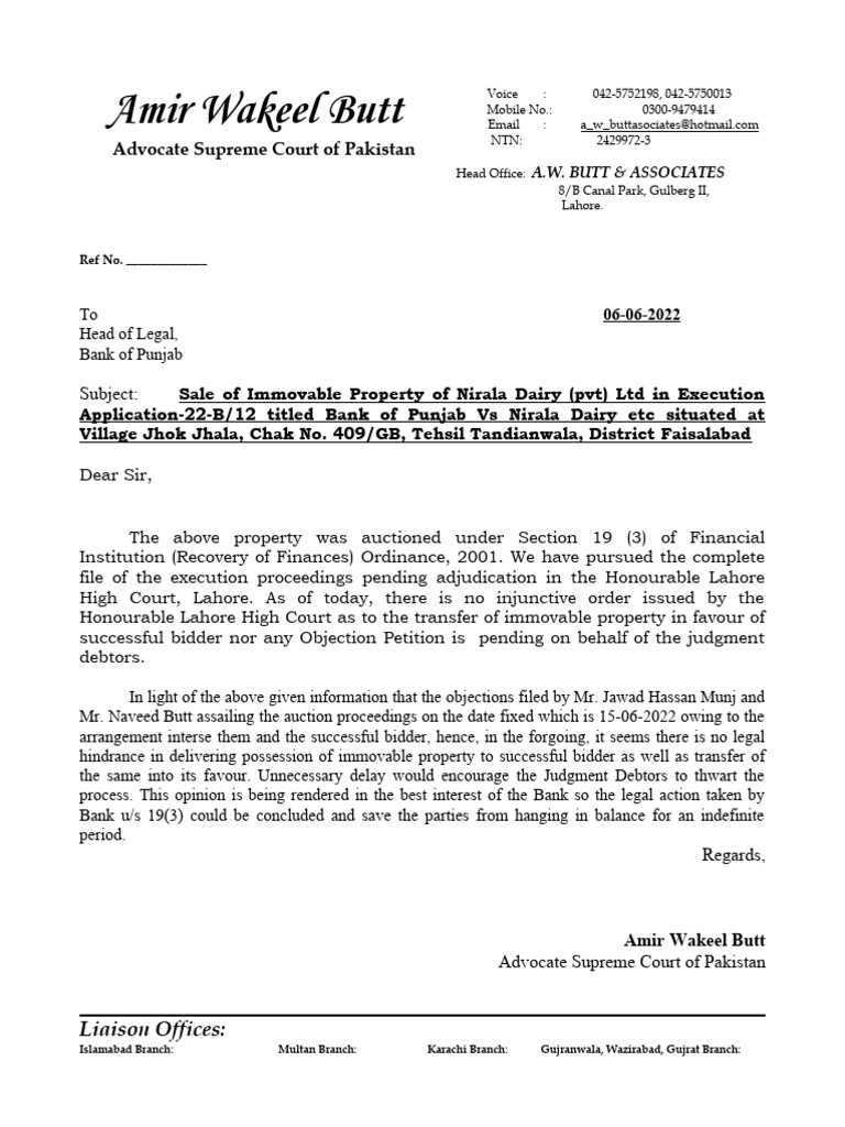 Legal Opinion on Property Auction Case | PDF