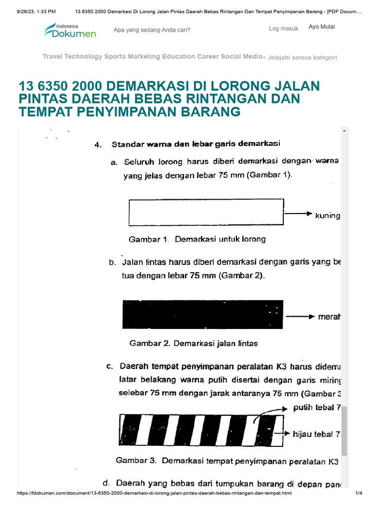13 6350 2000 Demarkasi Di Lorong Jalan Pintas Daerah Bebas Rintangan ...