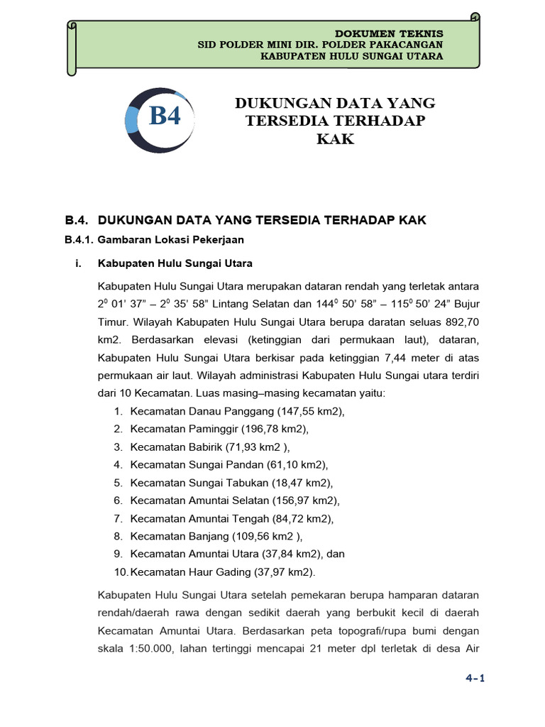 04-B4-Dukungan Data Yang Tersedia Terhadap Kak | PDF