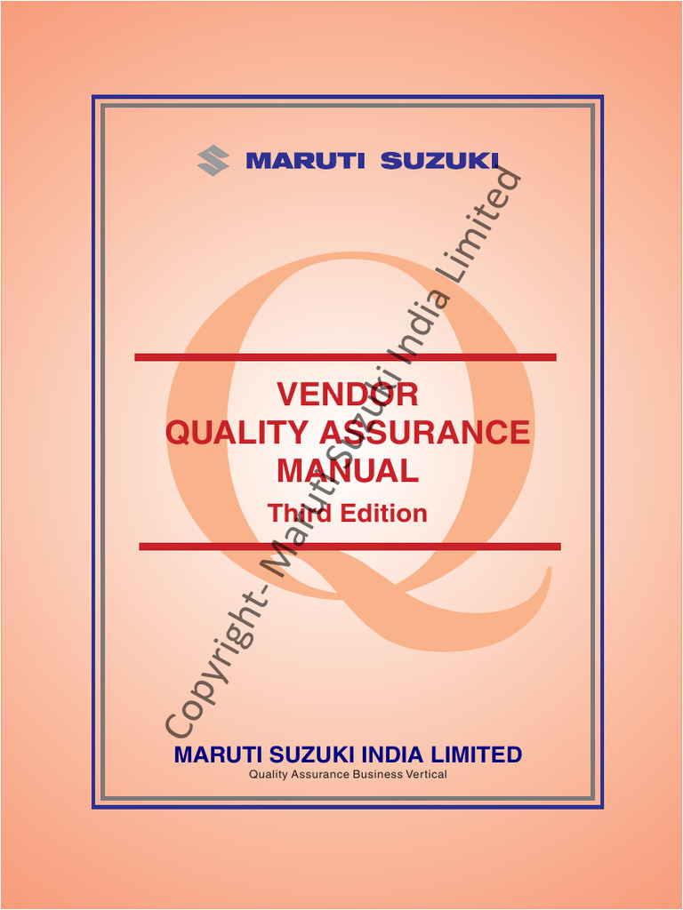 MSIL - Vendor Quality Manual (VQM) | PDF