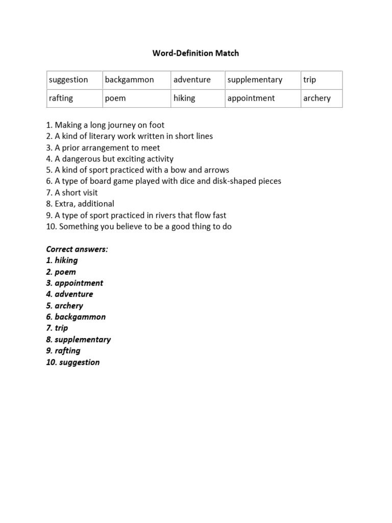 Vocabulary Exercises | PDF