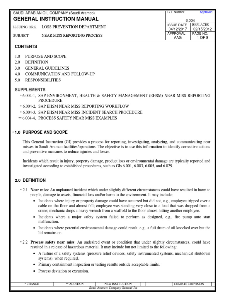 14 Near Miss Reporting Process | PDF