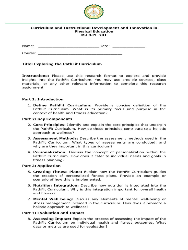 PathFit Curriculum in Physical Education | PDF