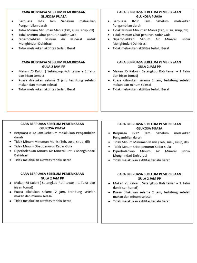 Syarat Melakukan Glukosa Puasa Dan 2 Jam PP | PDF