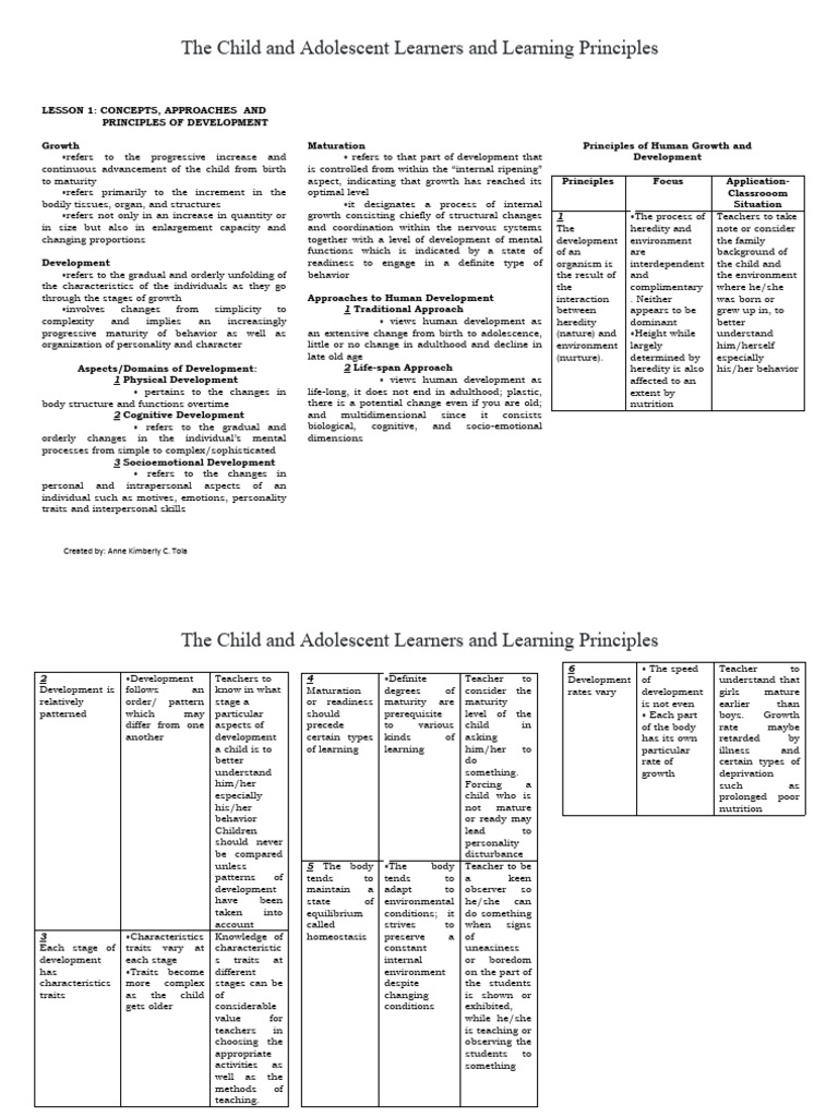 The Child And Adolescent L1 2 Pdf Adolescence Developmental