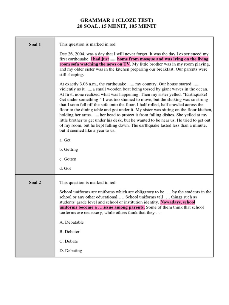 English Grammar Practice Test | PDF | George Washington | Michael Jackson