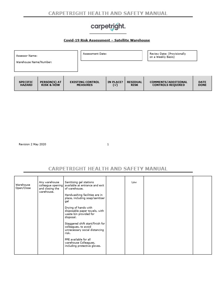 Satellite Warehouse Risk Assessment | PDF