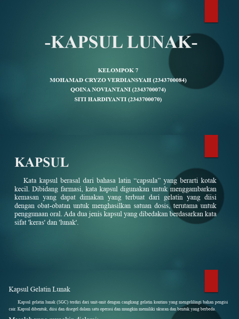Kapsul Gelatin Lunak: Manfaat dan Tantangan | PDF