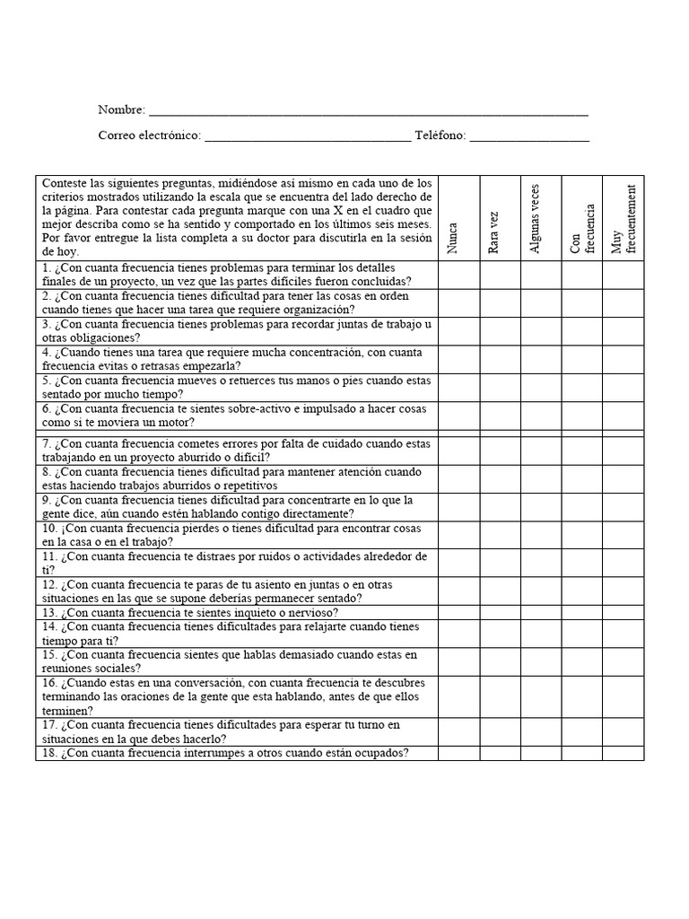 Prueba ASRS | PDF | Frecuencia